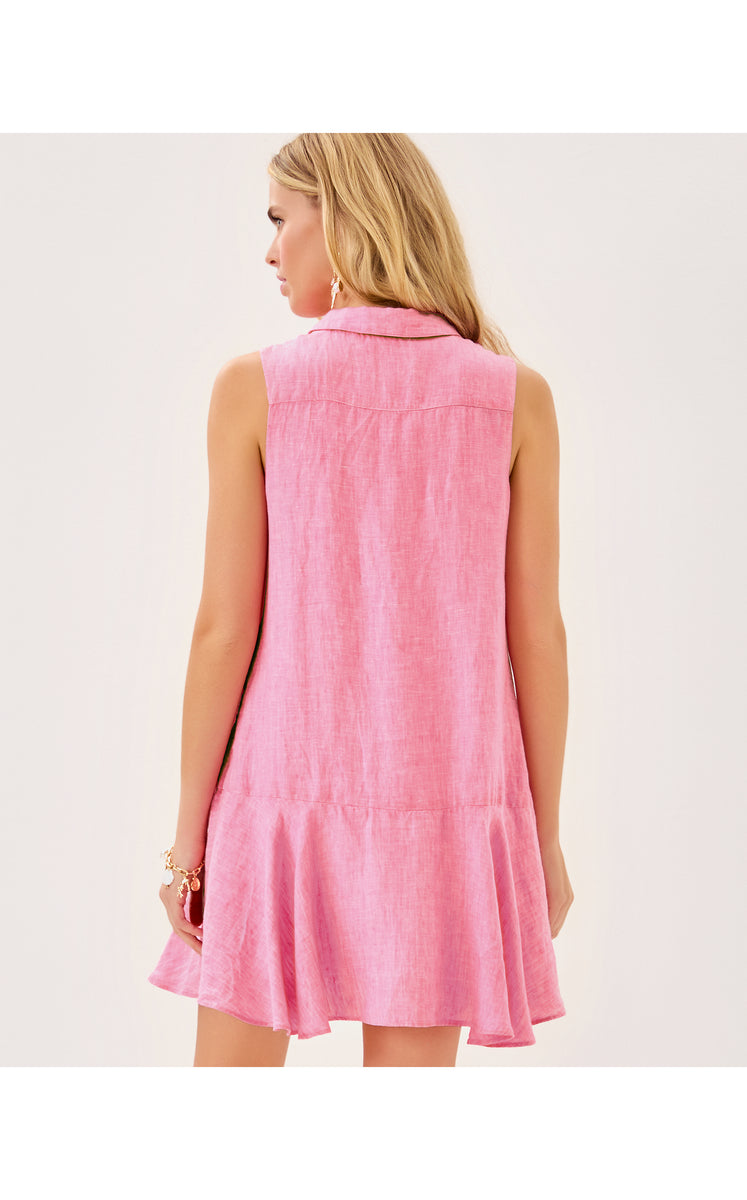 Ellowyn Linen Dress Sunkissed Pink – The Island Cabana